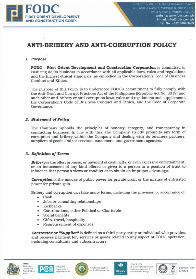 FODC POLICIES – FODC